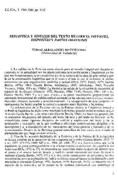(PDF) Semántica y sintaxis del texto retórico: inventio, dispositio y ...