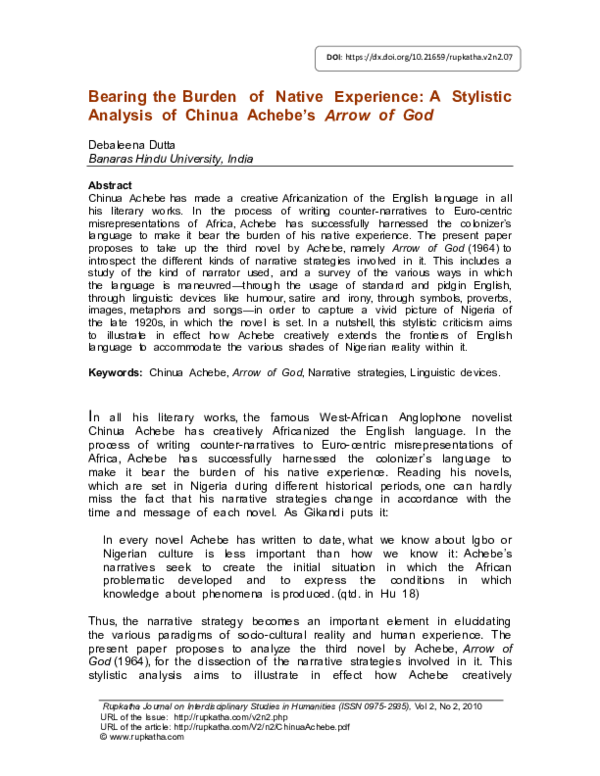 (PDF) Bearing the Burden of Native Experience: A Stylistic Analysis of ...