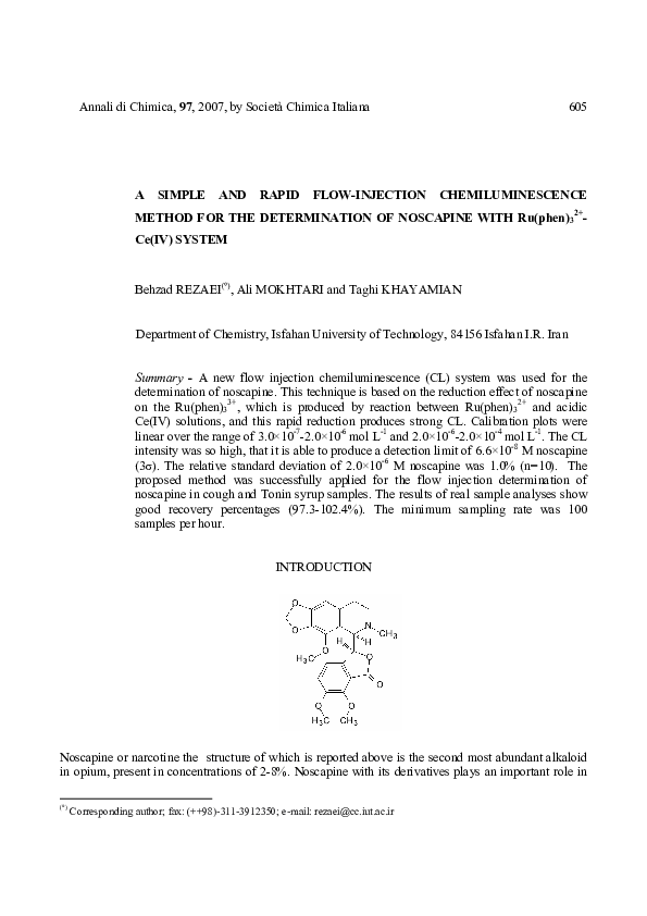 Pdf A Simple And Rapid Flow Injection Chemiluminescence Determination Of Cysteine With Ru Phen