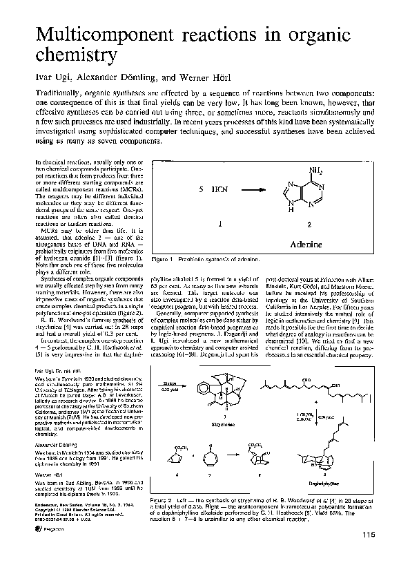 (PDF) Multicomponent reactions in organic chemistry