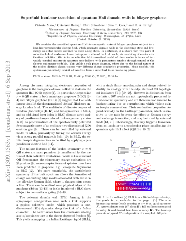 (PDF) Superfluid-insulator transition of quantum Hall domain walls in ...