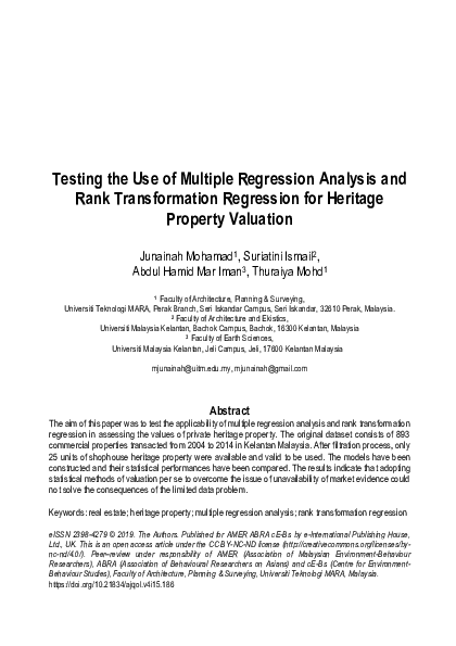 (PDF) Testing the Use of Multiple Regression Analysis and Rank ...