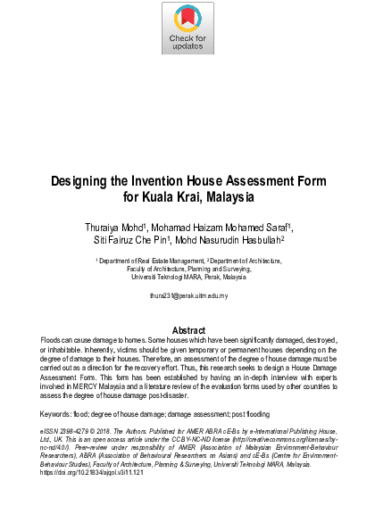 (PDF) Designing the Invention House Assessment form for Kuala Krai ...