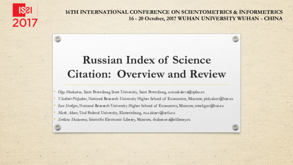 (PDF) Russian Index of Science Citation: Overview and review