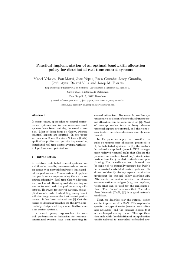 (PDF) Practical implementation of an optimal bandwidth allocation policy for distributed real ...