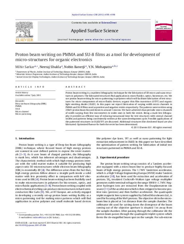 (PDF) Proton beam writing on PMMA and SU-8 films as a tool for ...