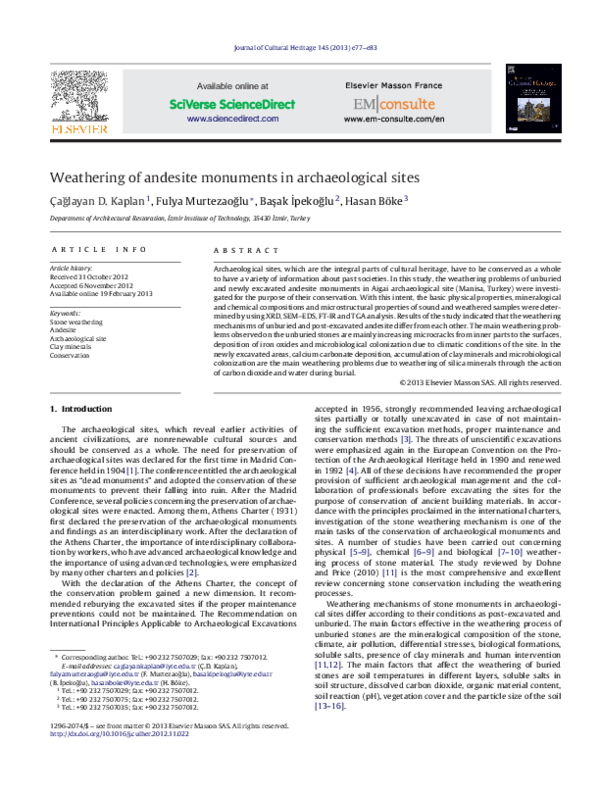 (PDF) Weathering of andesite monuments in archaeological sites