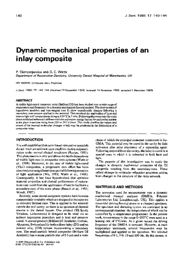 (PDF) Dynamic mechanical properties of an inlay composite