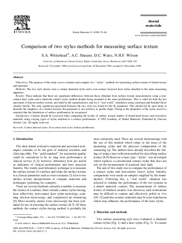 (PDF) Comparison of two stylus methods for measuring surface texture