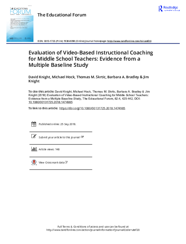 (PDF) Evaluation of Video-Based Instructional Coaching for Middle ...
