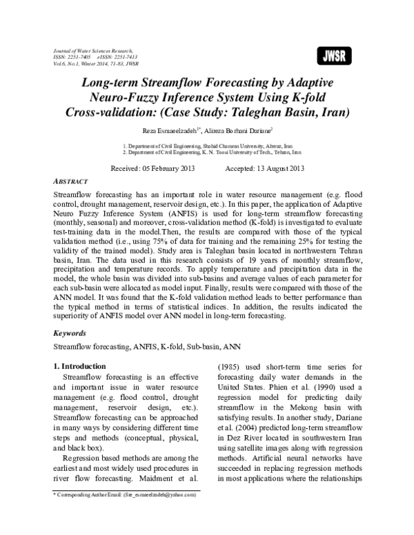 (PDF) Long-term Streamflow Forecasting by Adaptive Neuro-Fuzzy Inference System Using K-fold ...