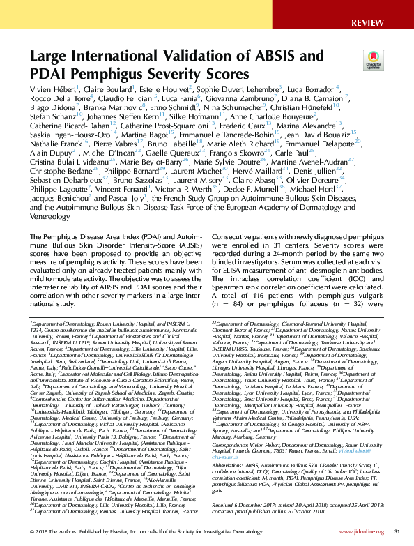 (PDF) Large International Validation of ABSIS and PDAI Pemphigus ...