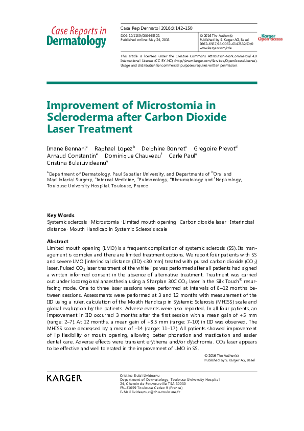 (PDF) Improvement of Microstomia in Scleroderma after Carbon Dioxide ...