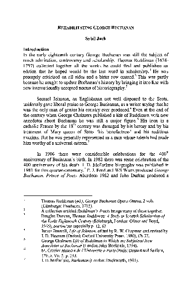 (PDF) Rehabilitating George Buchanan | Sybil Jack - Academia.edu