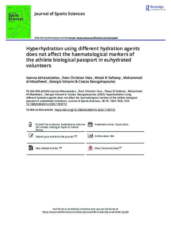 (PDF) Hyperhydration using different hydration agents does not affect ...