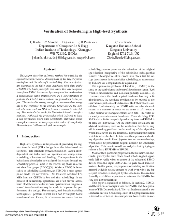 (PDF) Verification of scheduling in high-level synthesis