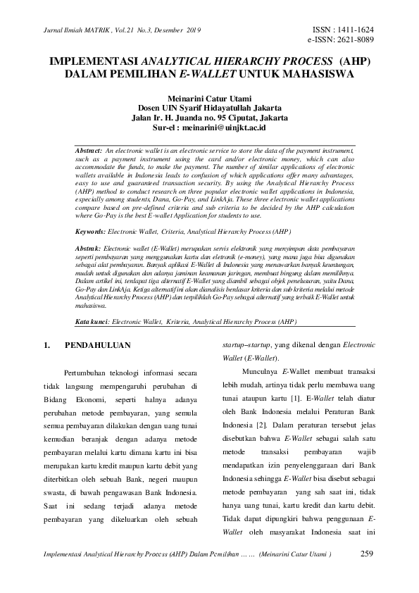 (PDF) Implementasi Analytical Hierarchy Process (Ahp) Dalam Pemilihan E ...