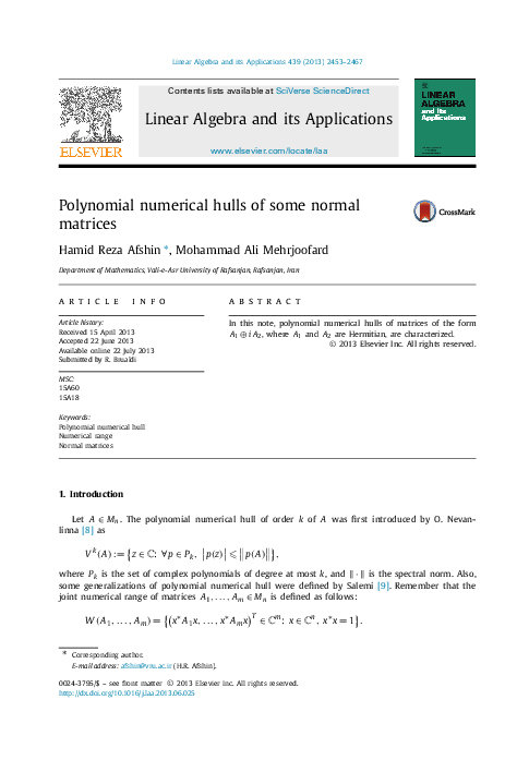 (PDF) Polynomial numerical hulls of some normal matrices