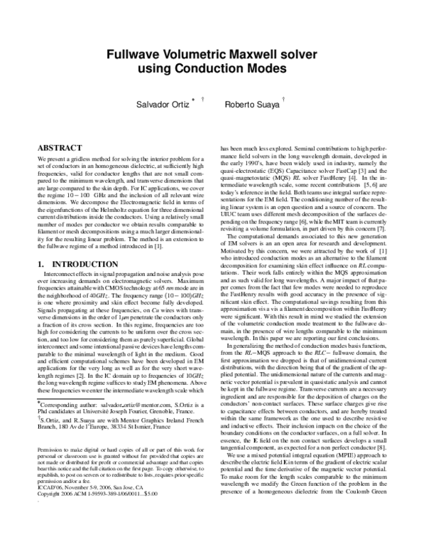 (PDF) Fullwave Volumetric Maxwell solver using Conduction Modes