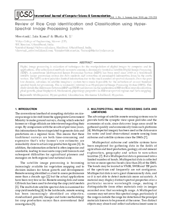 (PDF) Review of Rice Crop Identification and Classification using Hyper ...