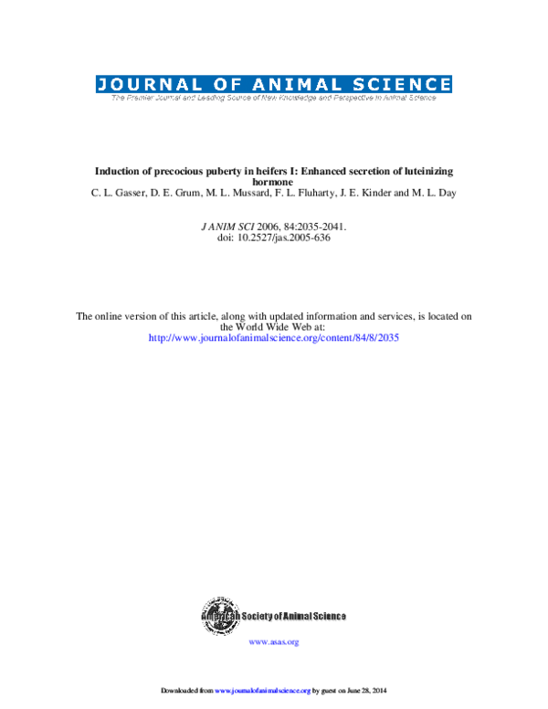 Pdf Induction Of Precocious Puberty In Heifers I Enhanced Secretion