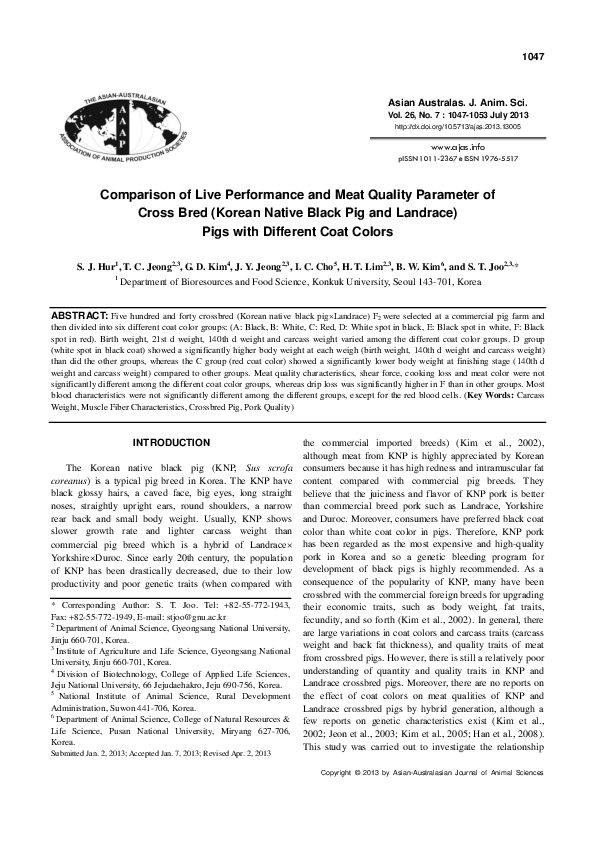 (PDF) Comparison of live performance and meat quality parameter of ...