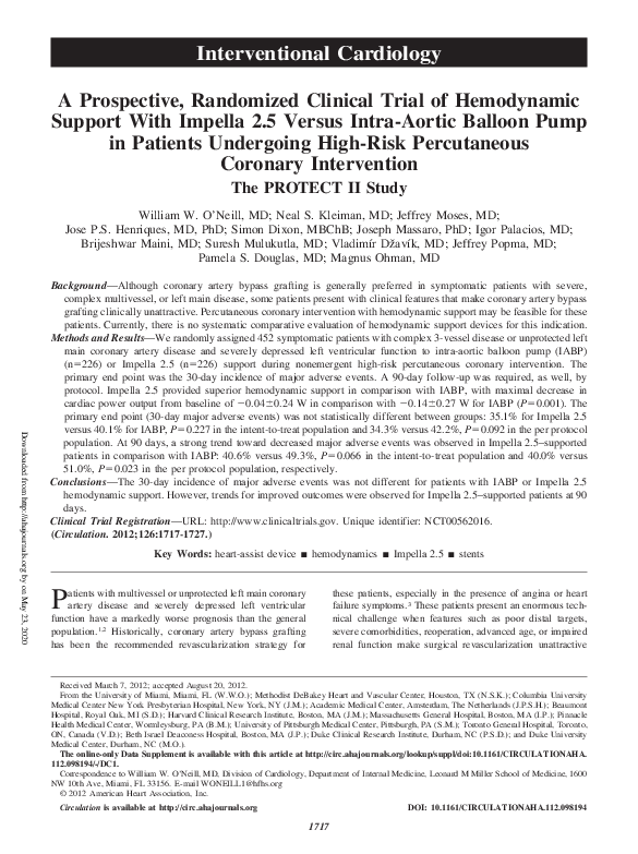 (PDF) A Prospective, Randomized Clinical Trial of Hemodynamic Support ...