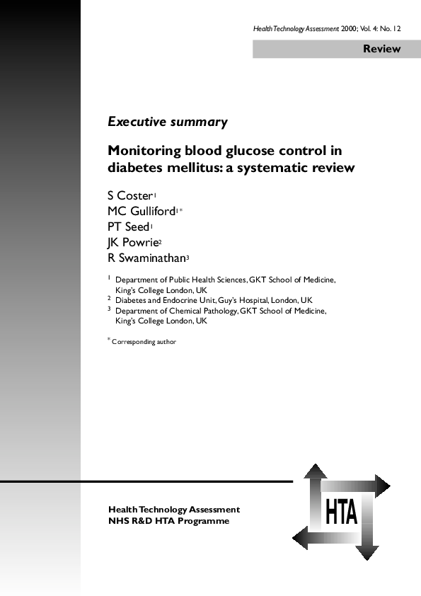 (PDF) Executive summary Monitoring blood glucose control in diabetes ...
