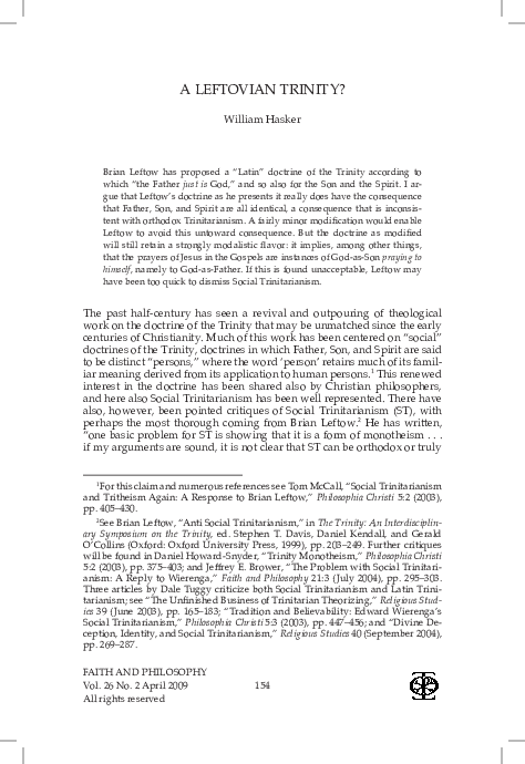 (PDF) A Leftovian Trinity? | William Hasker - Academia.edu
