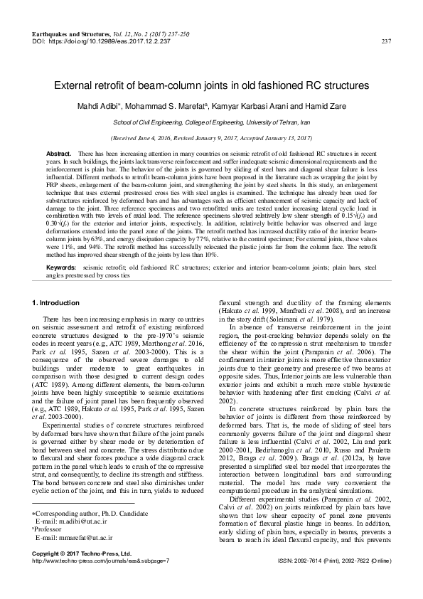 (PDF) External retrofit of beam-column joints in old fashioned RC ...