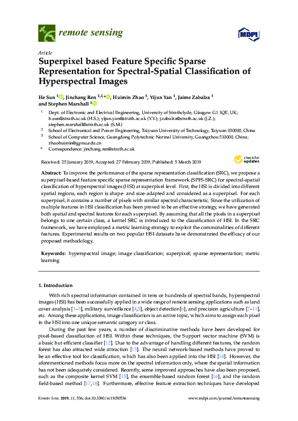 Pdf Superpixel Based Feature Specific Sparse Representation For