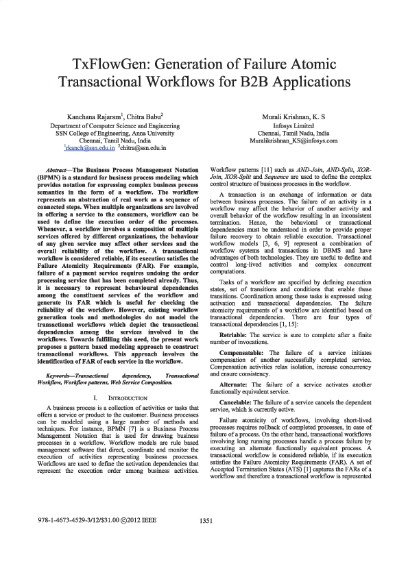 (PDF) TxFlowGen: Generation of Failure Atomic transactional workflows for B2B applications
