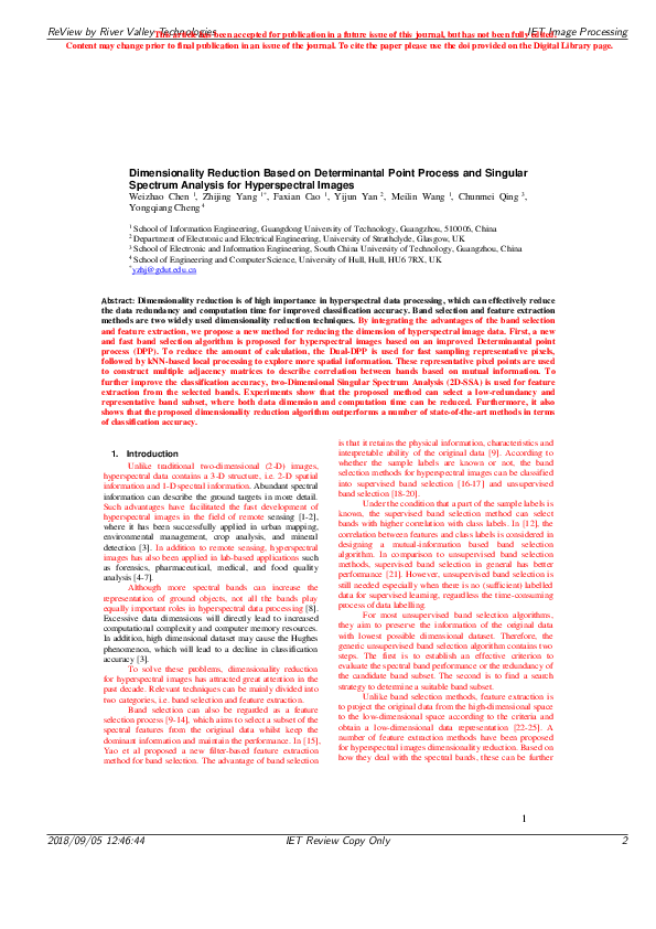 Pdf Dimensionality Reduction Based On Determinantal Point Process And