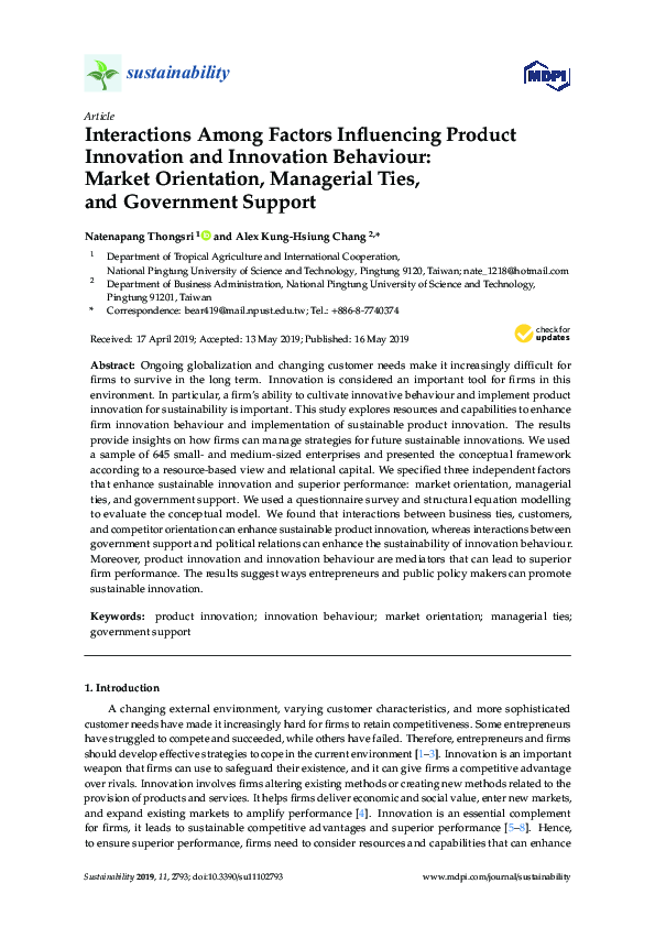 (PDF) Interactions Among Factors Influencing Product Innovation and ...