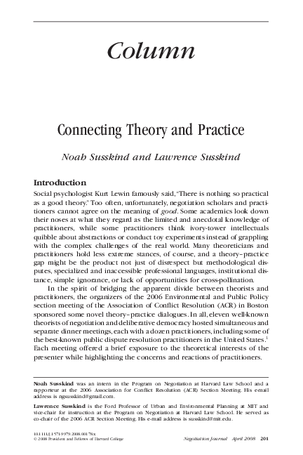 (PDF) Connecting Theory and Practice