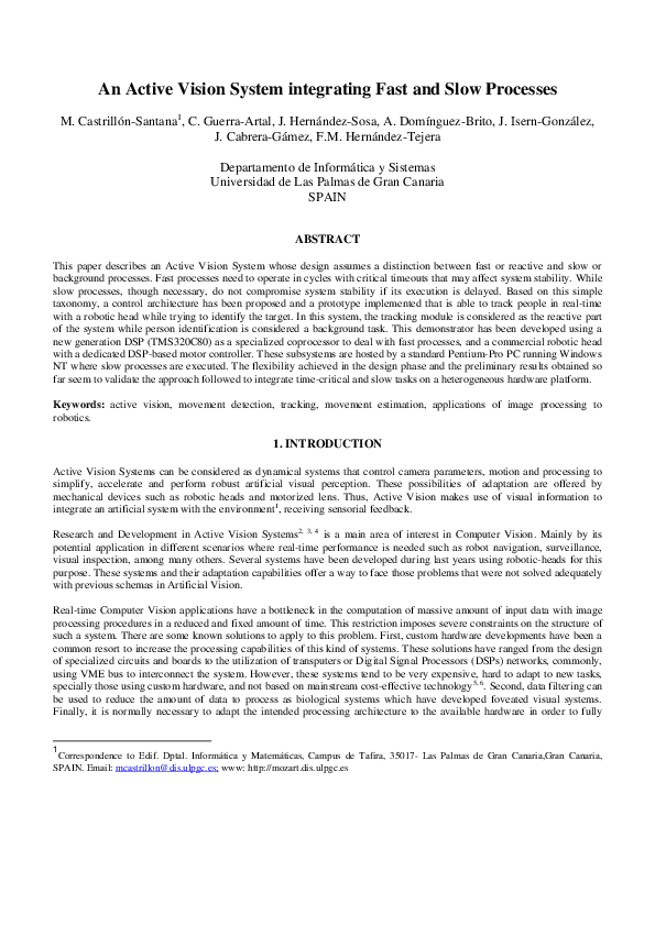 (PDF) An Active Vision System integrating past and slow processes
