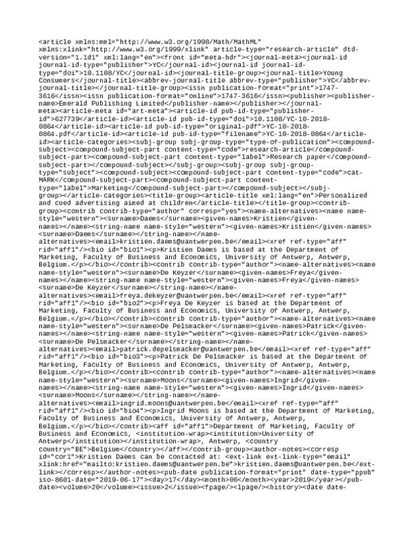 Personalized and cued advertising aimed at children | kristien daems ...