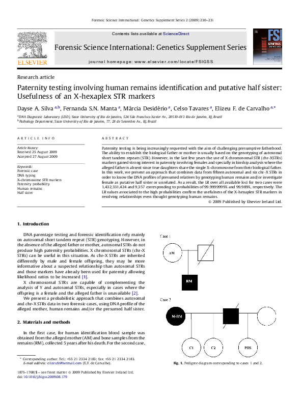 (PDF) Paternity testing involving human remains identification and ...