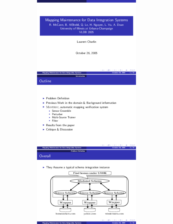 (PDF) Mapping maintenance for data integration systems