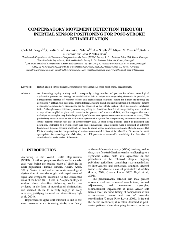 (PDF) Compensatory Movement Detection Through Inertial Sensor ...