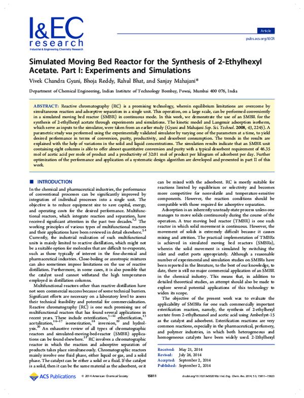(PDF) Simulated Moving Bed Reactor for the Synthesis of 2-Ethylhexyl ...