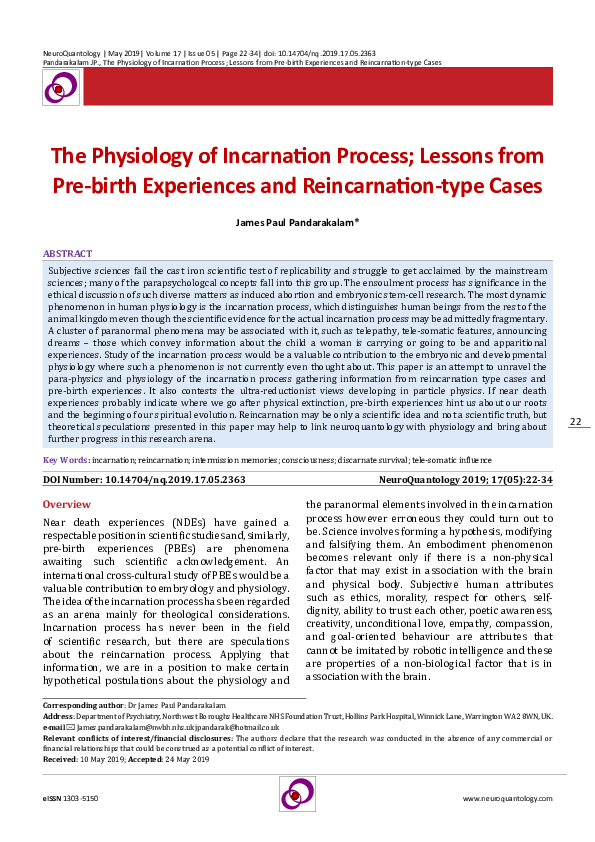 (PDF) The Physiology of Incarnation Process; Lessons from Pre-birth ...