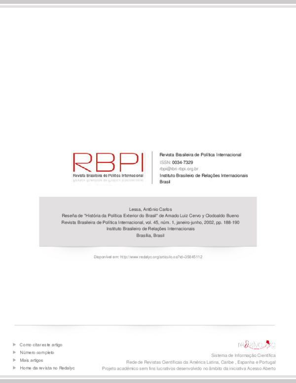(PDF) Reseña de "História da Política Exterior do Brasil" de Amado Luiz ...