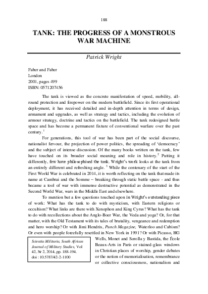 (PDF) Tank: The Progress of a Monstrous War Machine