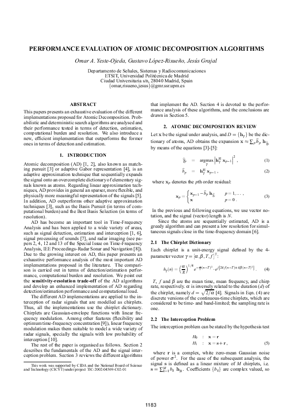 (PDF) Performance evaluation of atomic decomposition algorithms ...