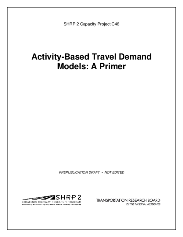 (PDF) Activity-Based Travel Demand Models: A Primer | John Gliebe ...