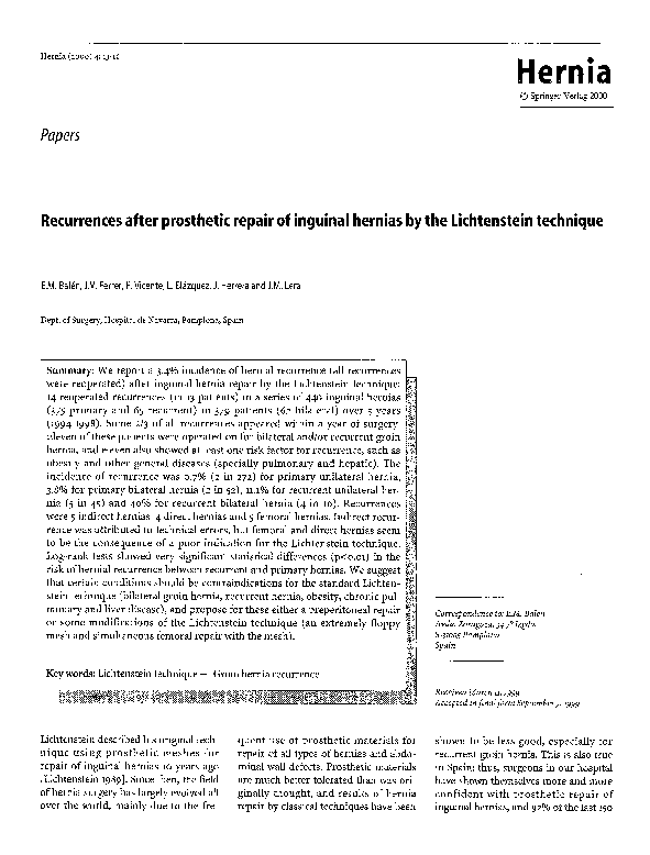 (PDF) Experience of Inguinal Hernia Repair in 230 Patients by ...
