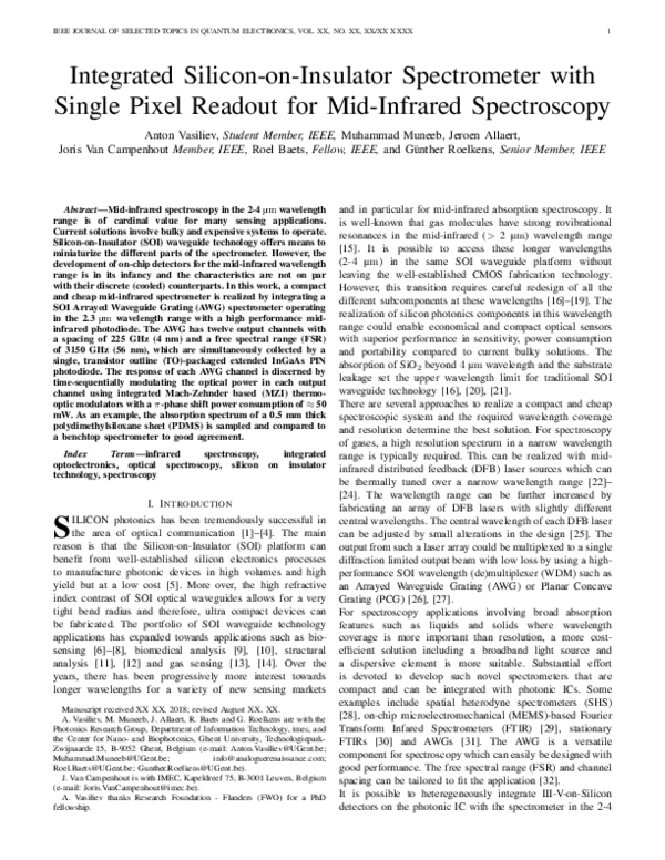 (PDF) Integrated Silicon-on-Insulator Spectrometer With Single Pixel ...