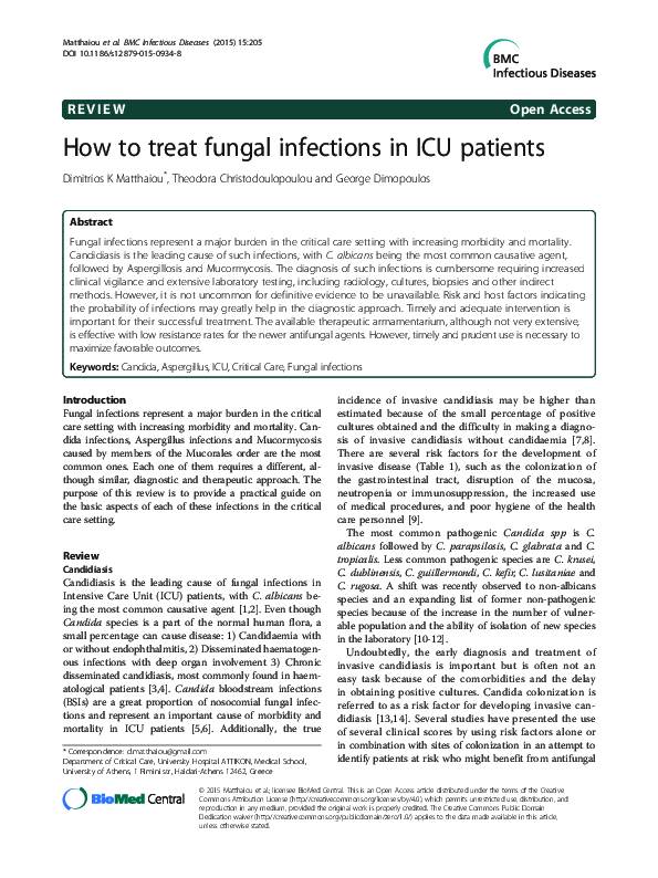 (PDF) How to treat fungal infections in ICU patients