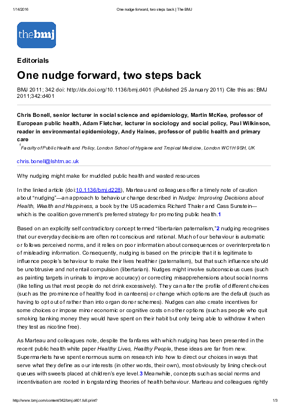(PDF) One nudge forward, two steps back